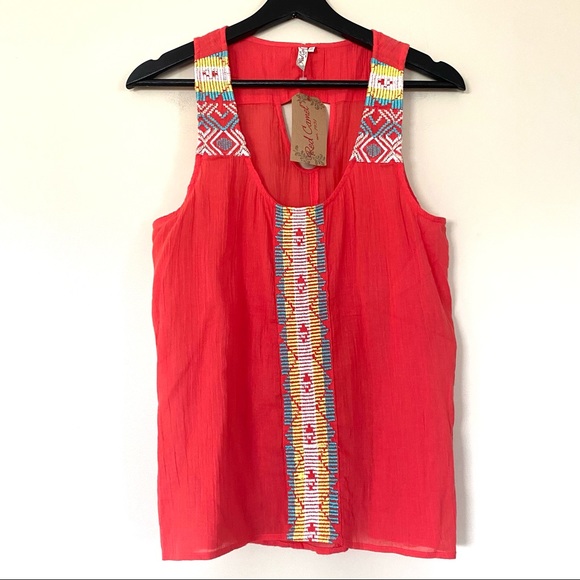 Red Camel | Tops | Red Camel Embroidered Front Detail Summer Top | Poshmark